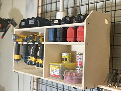 Factory Crafts Cordless Drill Tool Holder Organization Rack Wood Shelf Case Organizer 5-Slot Multi Storage