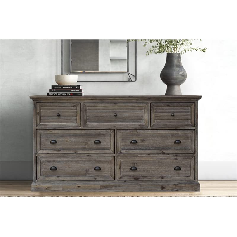 Sunset Trading Solstice 7-Drawer Coastal Dresser in Weathered Gray/Brown Wood
