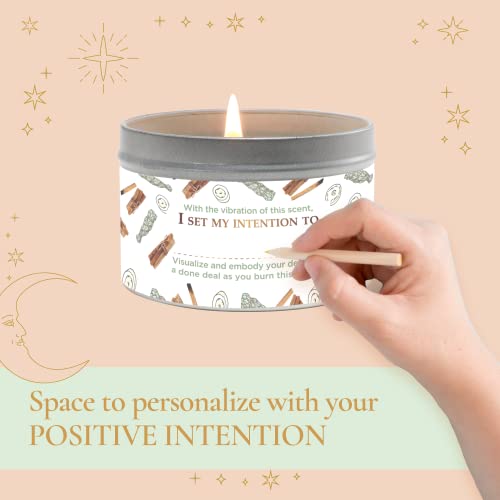 Magnificent 101 Energy Cleanse Vibes 6-oz. Candle in Tin Holder; 100% Natural Soy Wax with Sage & Palo Santo Essential Oils for Aromatherapy, Smudging, Meditation, Home Energy Cleansing; Great Gift