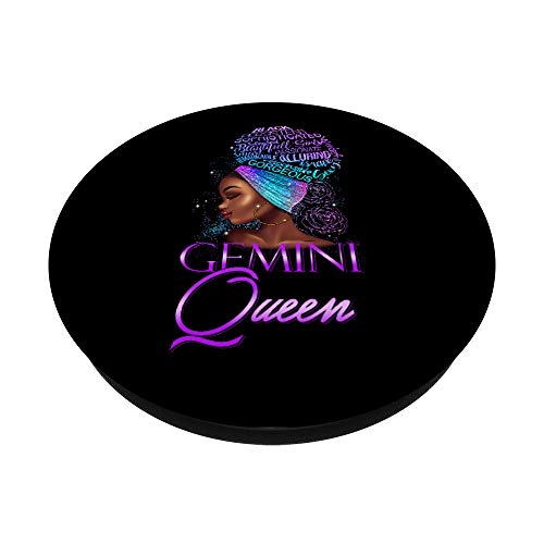 Purple Gemini Queen African American Woman May June Womens PopSockets Swappable PopGrip