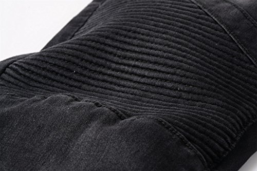 ZLZ Black Biker Jeans for Men Slim Fit, Men's Comfy Stretch Ripped Distressed Biker Jeans Pants Rock, Designer Jeans, Size 40