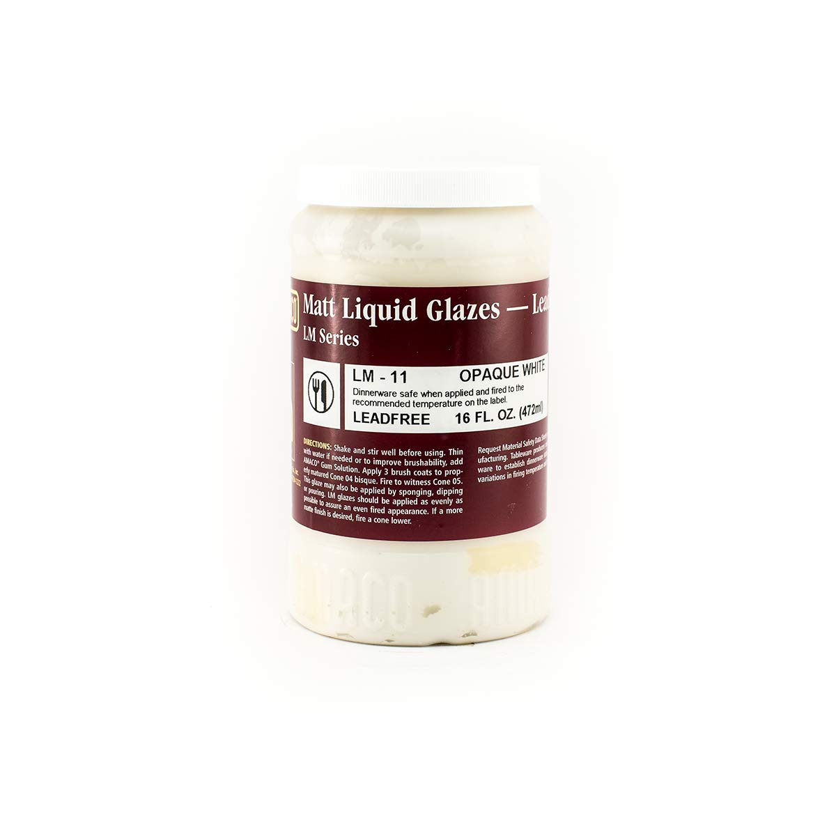 AMACO Lead-Free Low-Fire LM Series Matte Glaze - Pint - LM-11 Opaque White - 9701472 C