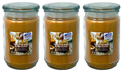 Mainstays 20oz Salted Caramel Butterscotch Scented Candles, 3-Pack