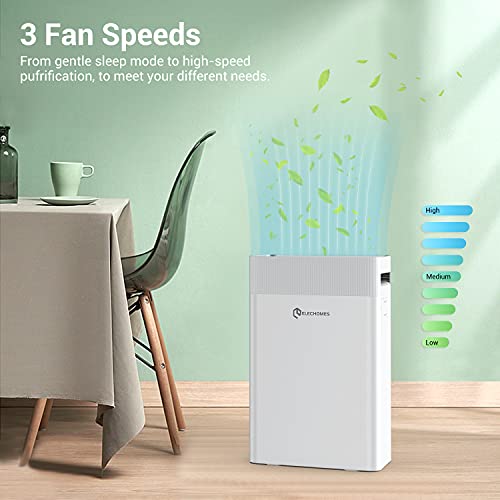 Air Purifier for Home, Elechomes True HEPA Air Purifiers for Large Room with Washable Filter, Timer, Ultra-Quiet Sleep Mode, KJ203F-142