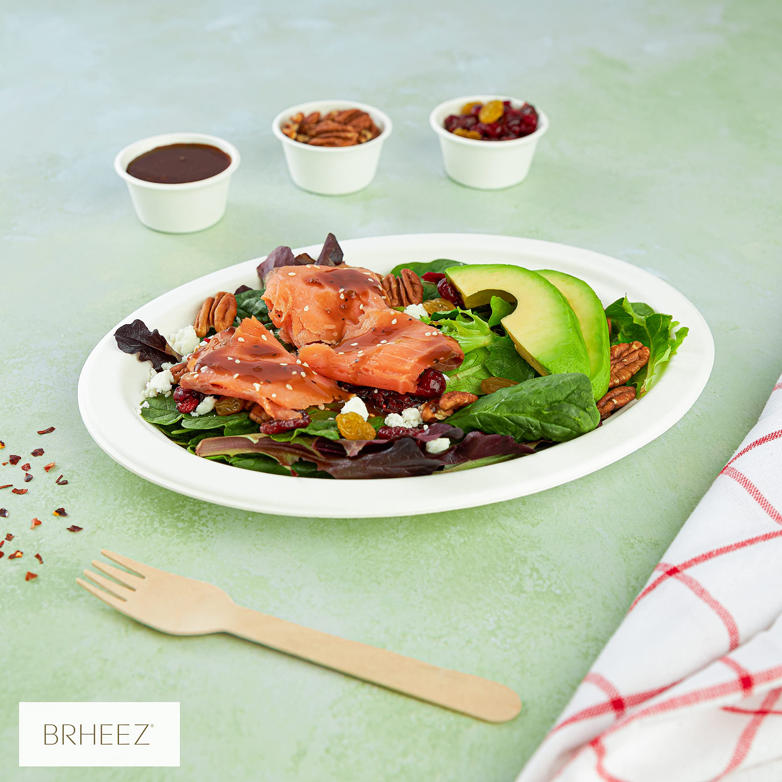 brheez Disposable Oval Paper Dinner Plates (25pk) Heavy Duty Better Than Paper Plates (10"x12.5") Natural, Compostable Disposable Platters, Large Oval Paper Plates-Heavy Duty