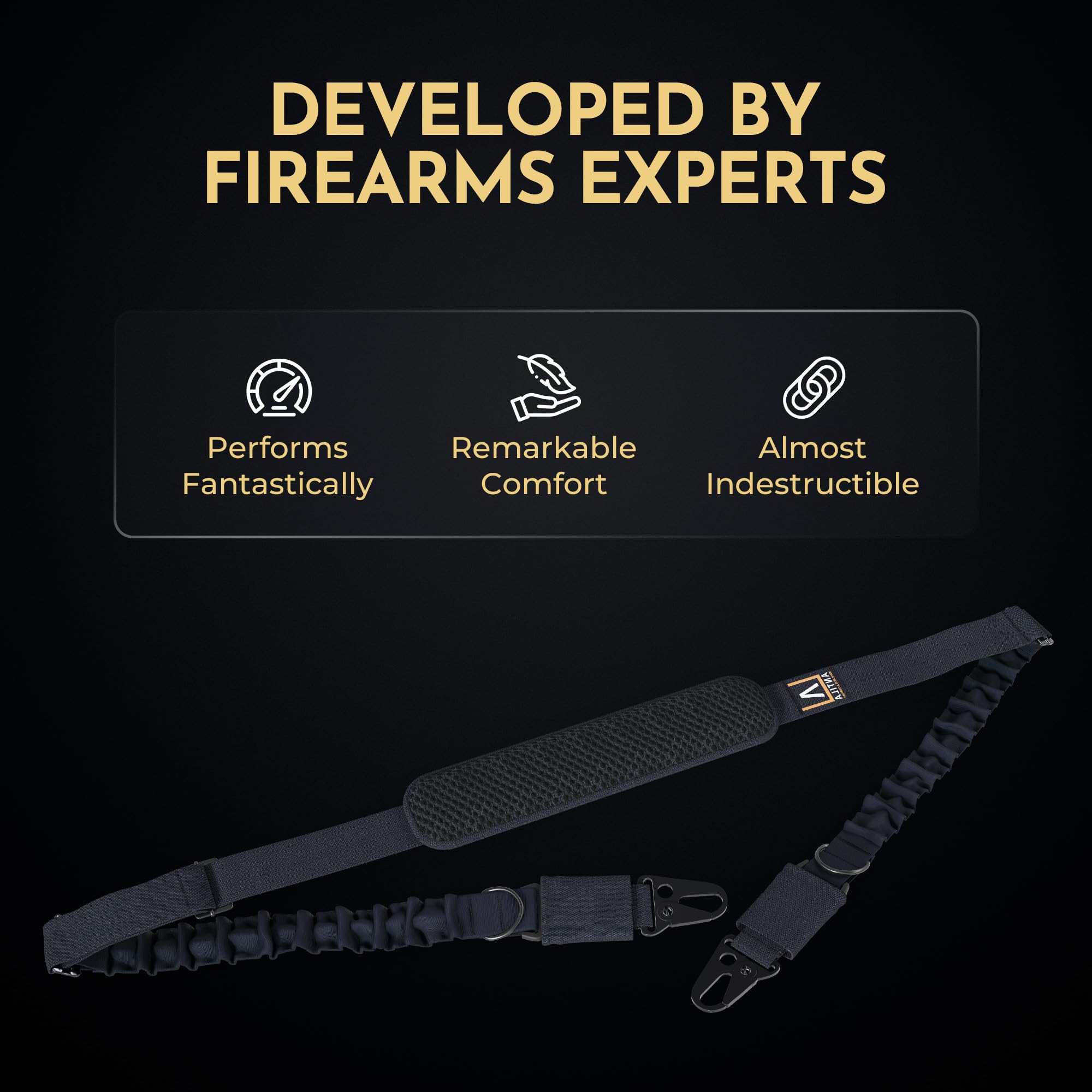 Flexible Two Point Rifle Sling — Extra Long, Adjustable, Shoulder Padded and Versatile — Made of High Density Nylon Metal Hook — Incl. Bandana and 2 Skill Improvement eBooks