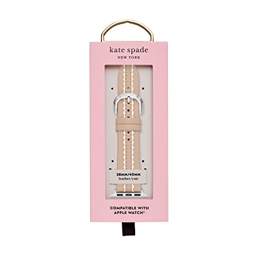 Kate Spade New York Women's Leather Apple Watch Band 38mm 40mm Color: Vachetta/White (Model: KSS0003)