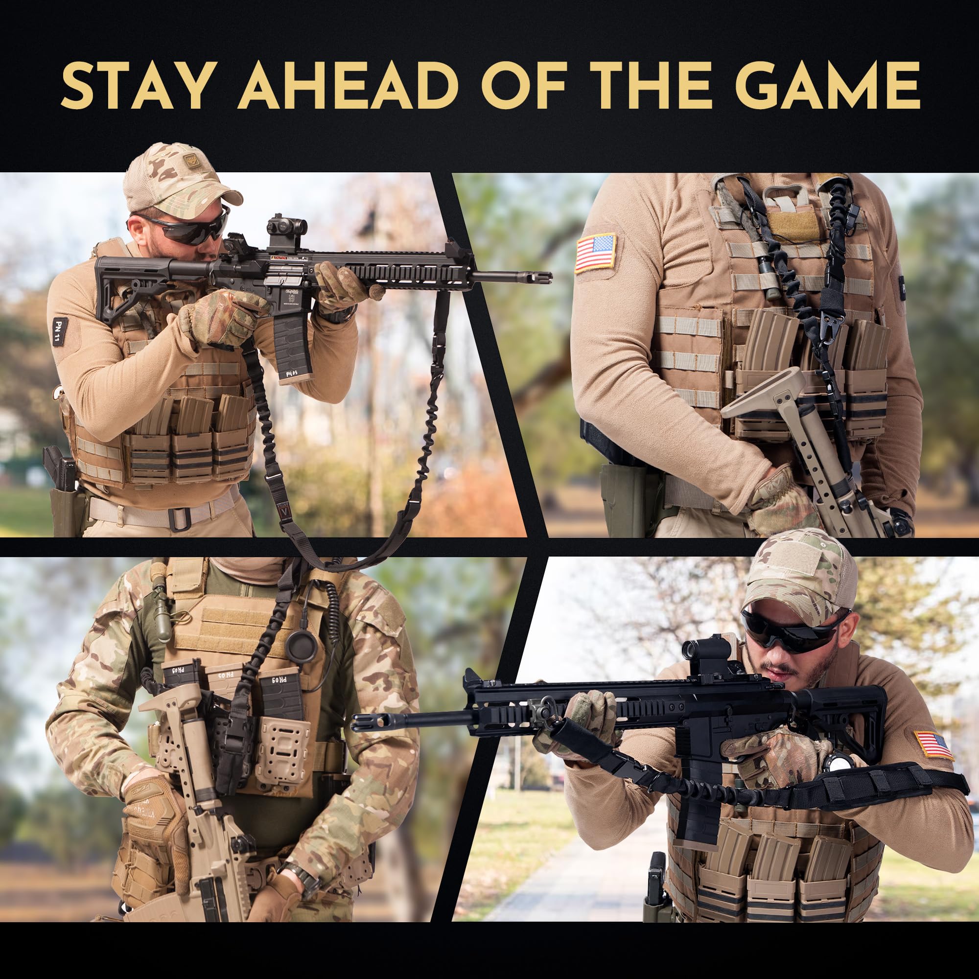Flexible Two Point Rifle Sling — Extra Long, Adjustable, Shoulder Padded and Versatile — Made of High Density Nylon Metal Hook — Incl. Bandana and 2 Skill Improvement eBooks