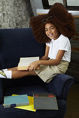 French Toast Girls' Big Short Sleeve Peter Pan Collar School Uniform Polo Shirt, White, 14-16