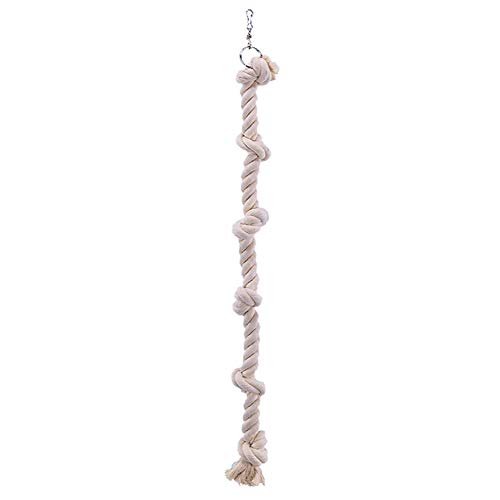 SONGBIRDTH Parrot Chew Toys - Pet Bird Parrot Cotton Rope Knot Climbing Hanging Cage Decor Swing Chew Toy for Medium and Small Parrot White