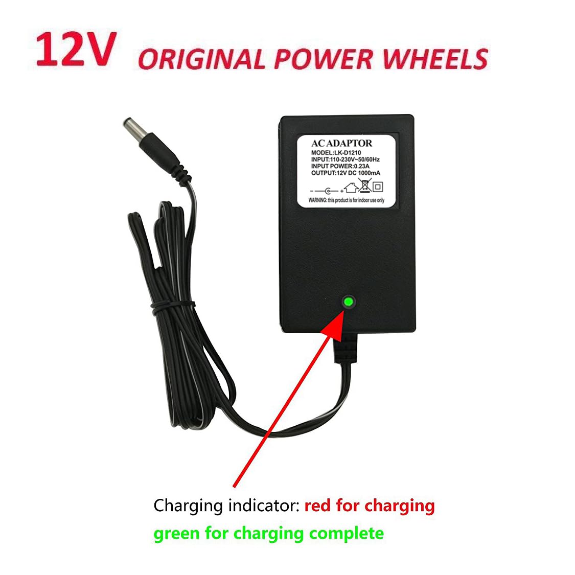 12V Kids Powered Wheel Charger, 12 Volt Battery Charger for Children's Electric Ride On Car Competiable with Audi BWM Mecerdes-Benz Battery Power