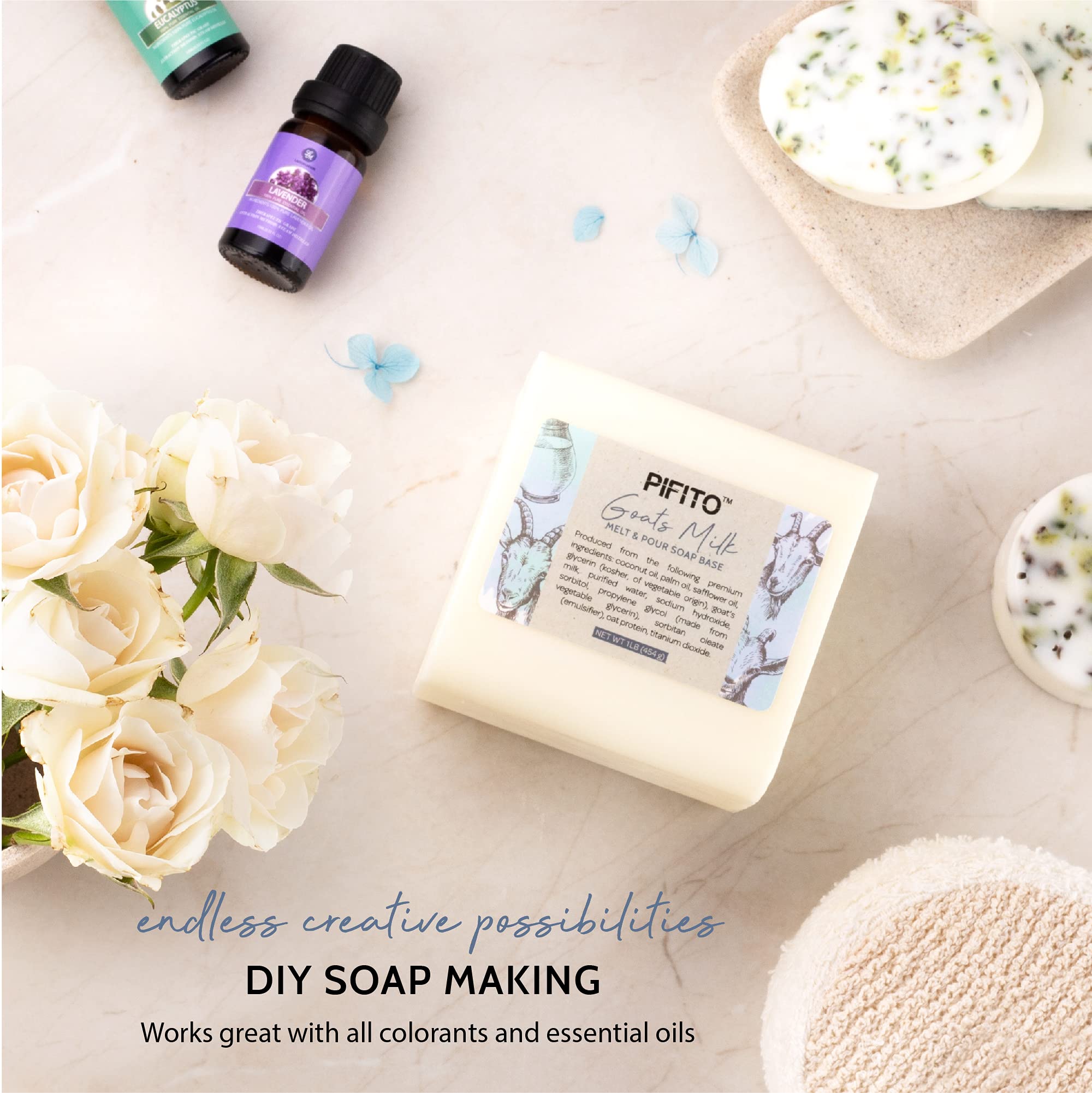 Pifito Goats Milk Melt and Pour Soap Base (5 lb) │ Bulk Premium 100% Natural Glycerin Soap Base │ Luxurious Soap Making Supplies