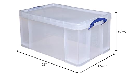 Really Useful Clear Transparent Plastic Storage Box, 64 Liters Features Attached Handles Make It Easy To Carry