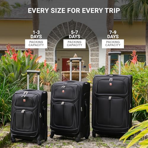 SwissGear Sion Softside Expandable Luggage, Blue, Checked-Large 29-Inch