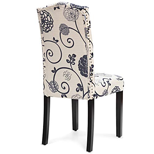 Giantex Parsons Chairs, Set of 2 Uphostered Kitchen Dining Chairs w/Wood Legs, Padded Seat, Linen Fabric, Nails, Tufted Dining Chairs, Ideal for Dining Room, Kitchen, Living Room