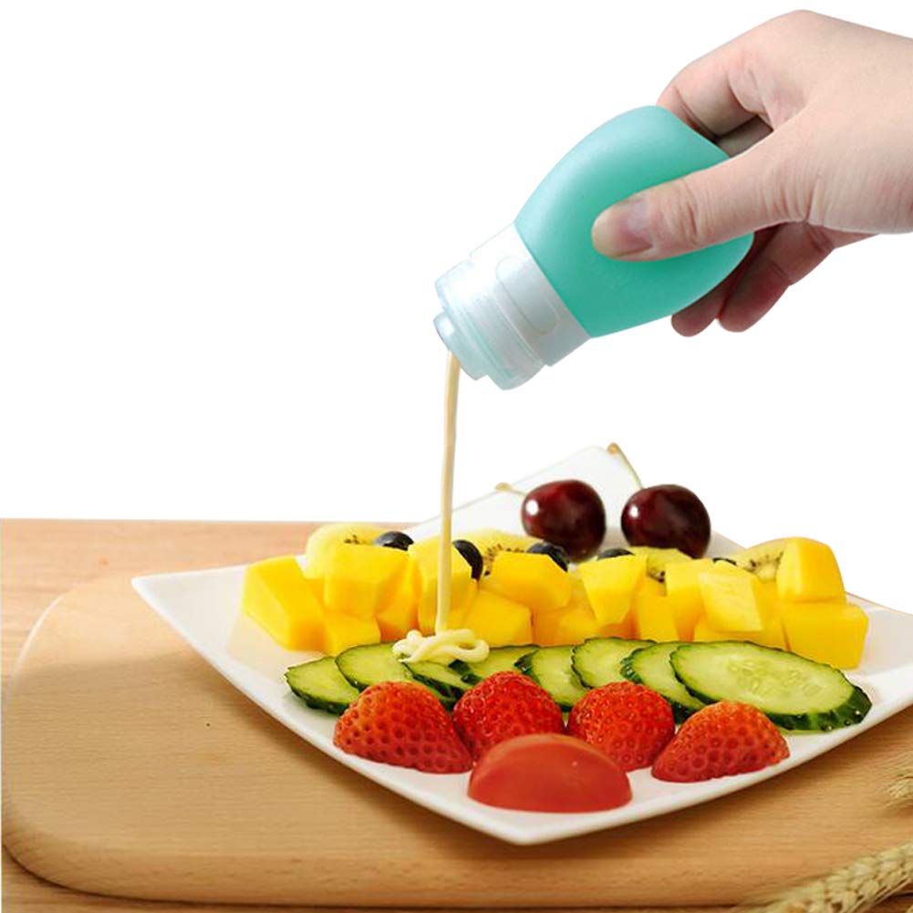 YINGGG Squeeze Portable Salad Dressing Container to Go Bottles Sauce Leakproof Condiment Storage Bottle, Dressing to Go for Lunch set of 4 (55ML)