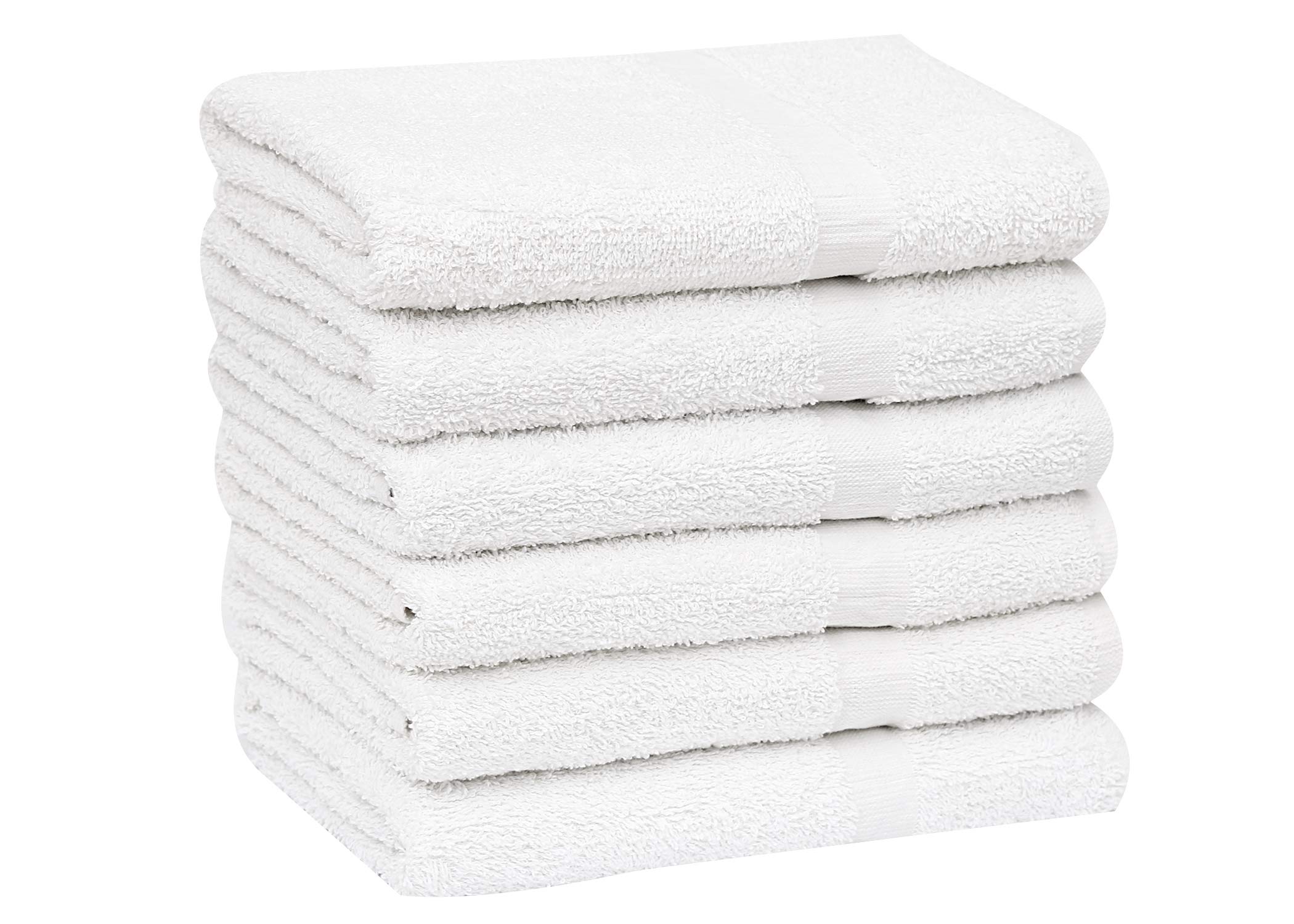 GOLD TEXTILES 60 White Economy Bath Towels Bulk (24x48 Inch) Cotton Blend for Softness-Commercial Grade Easy Care