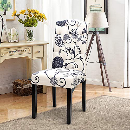 Giantex Parsons Chairs, Set of 2 Uphostered Kitchen Dining Chairs w/Wood Legs, Padded Seat, Linen Fabric, Nails, Tufted Dining Chairs, Ideal for Dining Room, Kitchen, Living Room