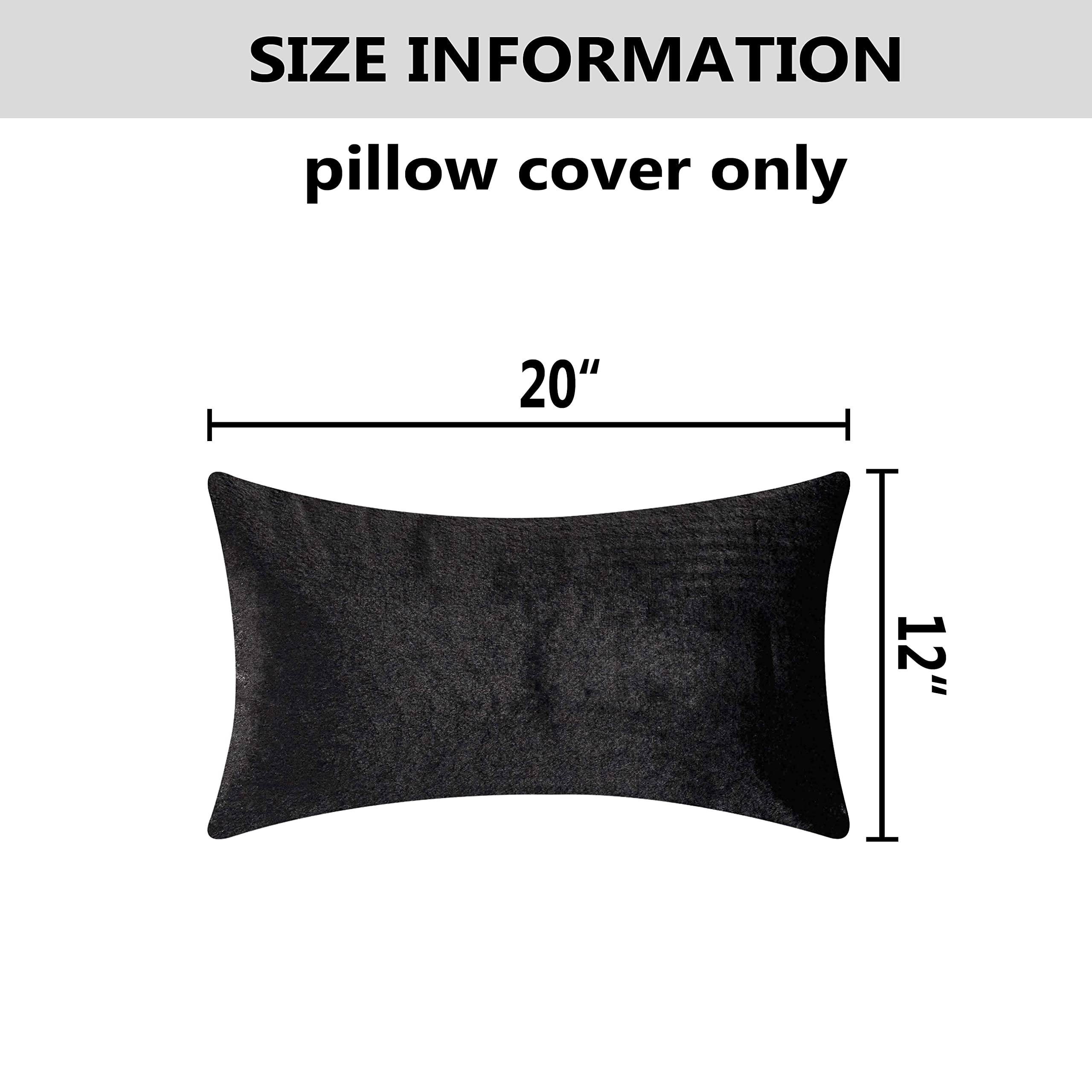 Home Brilliant Rectangle Throw Pillow Cover Faux Fur Suede Accent Decorative Spring Decorations Throw Pillows Oblong Cushion Cover for Bed, 12x20 Inch, Black