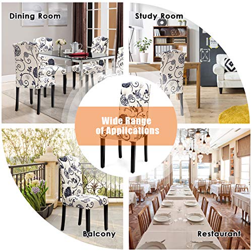 Giantex Parsons Chairs, Set of 2 Uphostered Kitchen Dining Chairs w/Wood Legs, Padded Seat, Linen Fabric, Nails, Tufted Dining Chairs, Ideal for Dining Room, Kitchen, Living Room