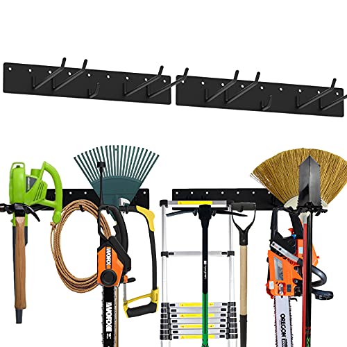 2 Pack Tool Storage Rack Heavy-Duty Metal Garage Wall Mount Organizer Holds Up to Max 200 lbs…
