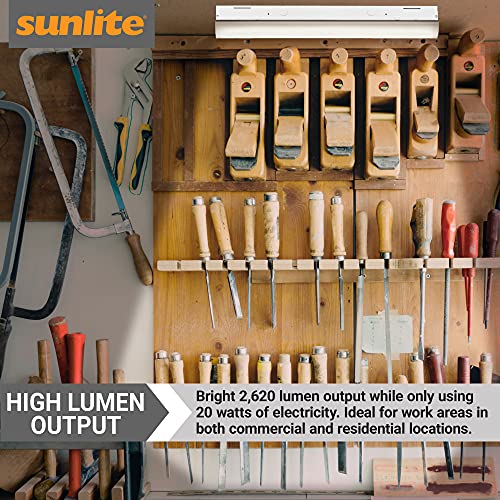 Sunlite 85471 2-Foot LED Linear Strip Light Fixture, 20 Watts, 120-277 Volts, Dimmable, 50,000 Hour Life Span, 4000K Cool White, 82 CRI, Surface Mount, Steel Body, UL & DLC Listed