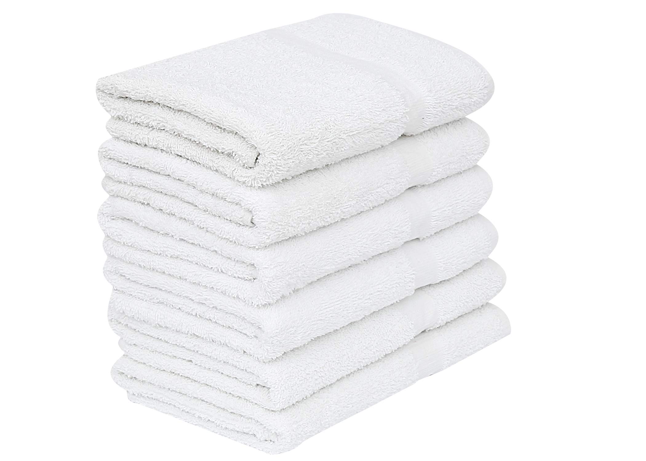 GOLD TEXTILES 60 White Economy Bath Towels Bulk (24x48 Inch) Cotton Blend for Softness-Commercial Grade Easy Care