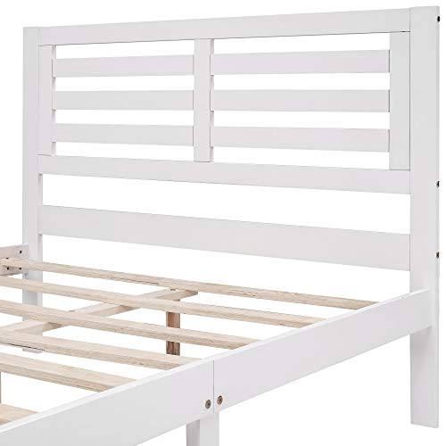 Full Size Wood Platform Bed with 2 Drawers , Full Platform Bed Frame with Headboard for Kids Teens Adults