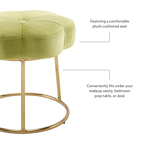Linon Light Green and Gold Vanity and Accent Talulah Stool