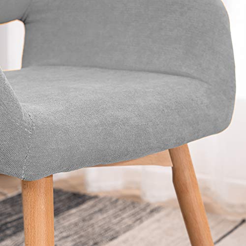 Aaron Living Dining Chairs Set of 2 Fabric Modern Dining Room Chairs Living Room Chairs with Solid Wood Leg (Gray, Set of 2)