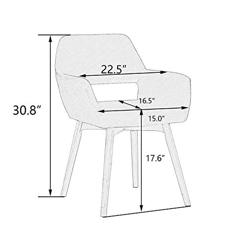 Aaron Living Dining Chairs Set of 2 Fabric Modern Dining Room Chairs Living Room Chairs with Solid Wood Leg (Gray, Set of 2)