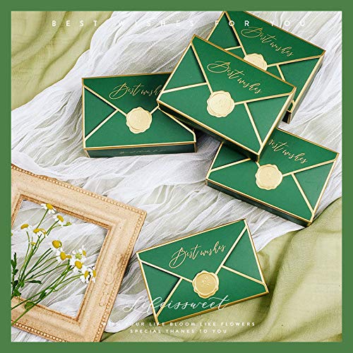 POTTIIS 20Pcs Candy Box Cookie Gift Boxes,Romantic Wedding Favors Cute Chocolate Box for Wedding Bridal Birthday Party Supplies - Green…