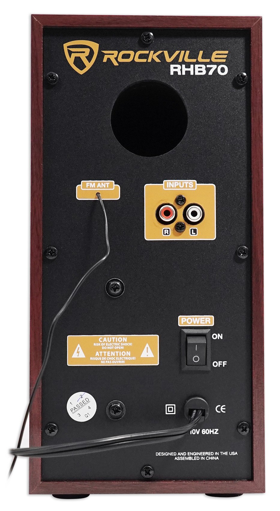Rockville RHB70 Home Theater Compact Powered Speaker System w Bluetooth/USB/FM, Cherry Wood