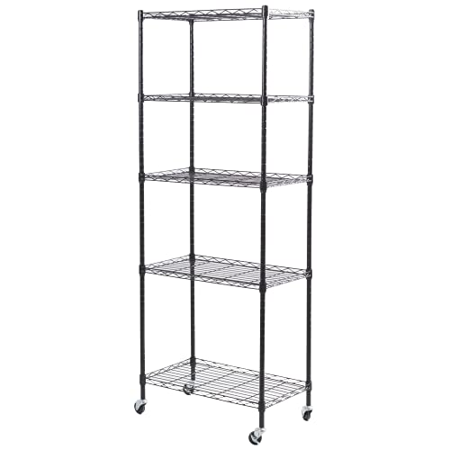 2YOU 5-Shelf Storage Shelves Height Adjustable, Heavy Duty Metal Shelving Unit, Garage Shelving Certified NSF, Steel Wire Rack Organizer for Warehouse/Kitchen/Bedroom, Black (14" DX24 WX59 H)