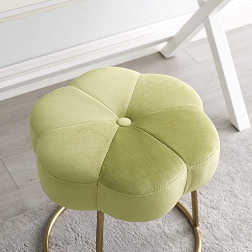Linon Light Green and Gold Vanity and Accent Talulah Stool