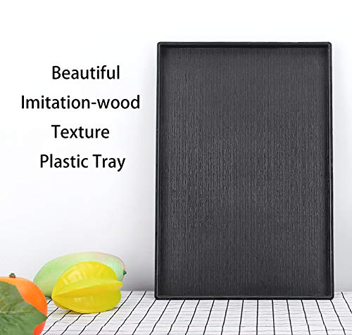Cedilis 2 Pack Rectangular Serving Trays, Non-Slip Multi-Purpose Plastic Tray for Coffee Table, Kitchen, Parties