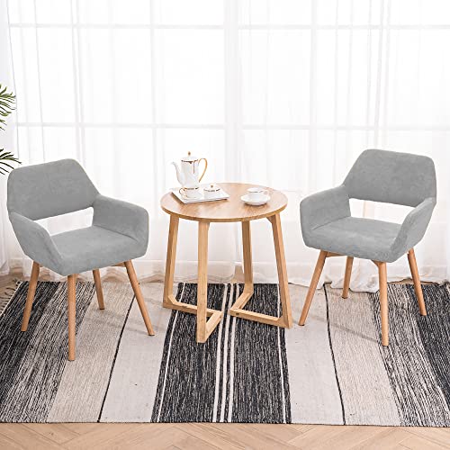 Aaron Living Dining Chairs Set of 2 Fabric Modern Dining Room Chairs Living Room Chairs with Solid Wood Leg (Gray, Set of 2)