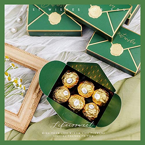 POTTIIS 20Pcs Candy Box Cookie Gift Boxes,Romantic Wedding Favors Cute Chocolate Box for Wedding Bridal Birthday Party Supplies - Green…