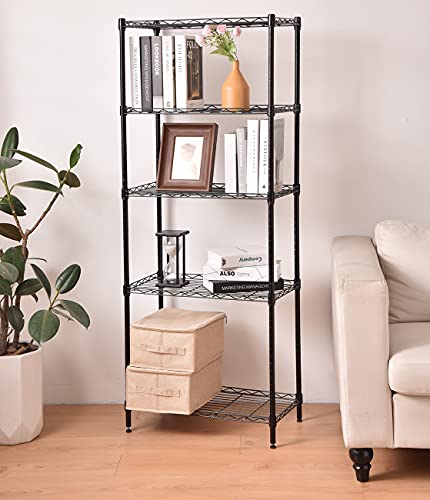 2YOU 5-Shelf Storage Shelves Height Adjustable, Heavy Duty Metal Shelving Unit, Garage Shelving Certified NSF, Steel Wire Rack Organizer for Warehouse/Kitchen/Bedroom, Black (14" DX24 WX59 H)
