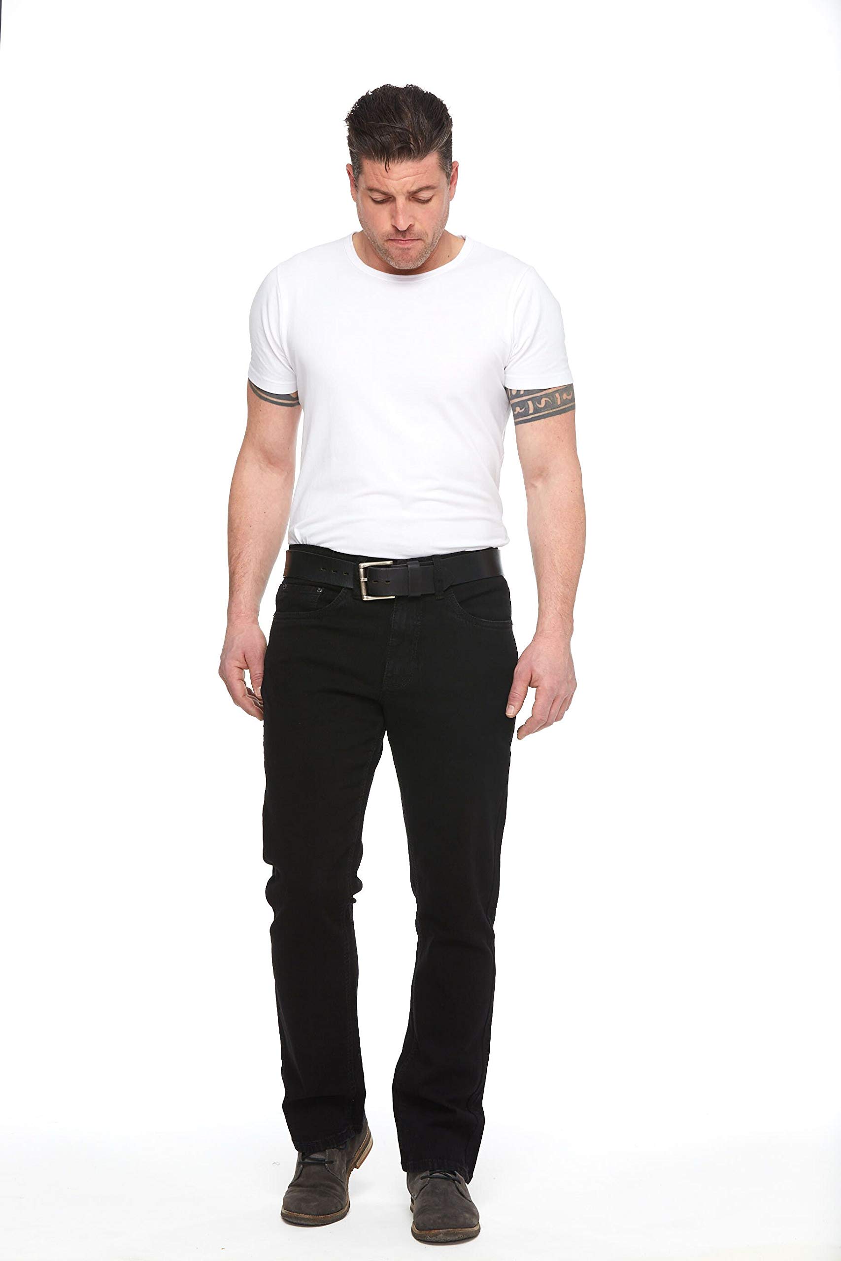 Urban Star Mens Jeans Relaxed Fit – Straight Leg Stretch Jeans for Men 34W x 34L Black