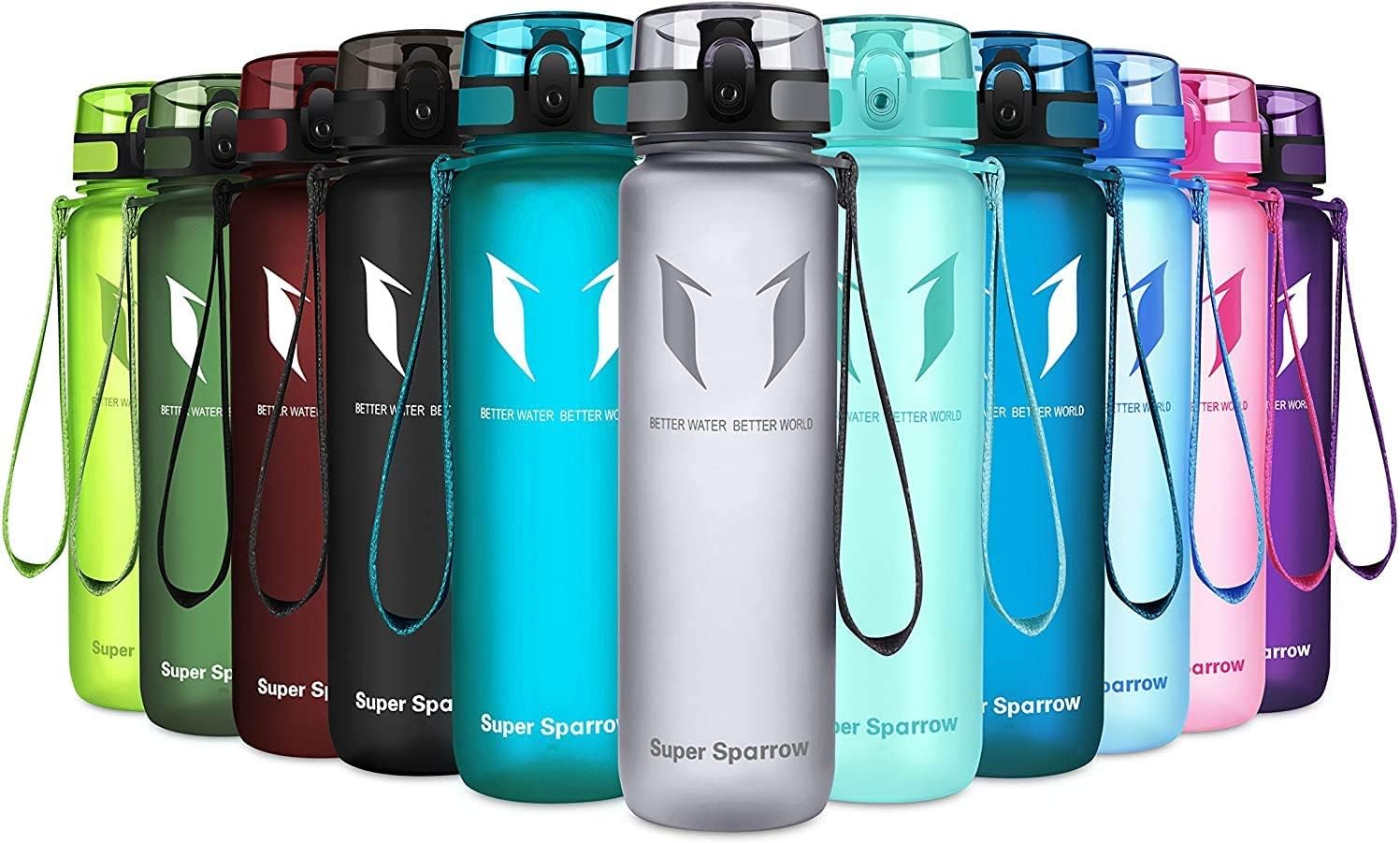 Super Sparrow Water Bottle - 32 oz - BPA & Toxic Free Tritan Water Bottles - One Touch Opening - Leak-proof Plastic Bottle - Kids Water Bottle for Office, Gym, Outdoor, Sports