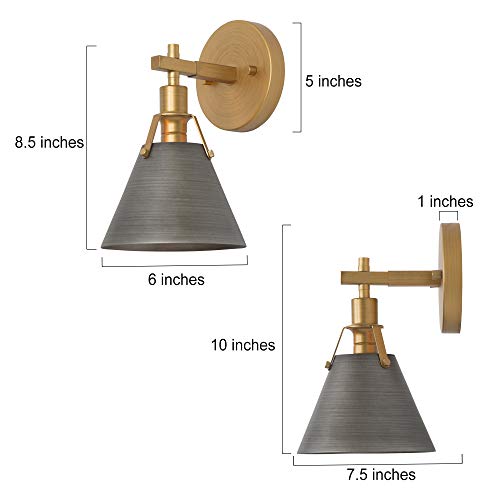 KSANA Gold Wall Sconces Lighting Fixture, Modern Vintage Wall Mounted Lamp 1-Light for Bedroom, Bathroom, Living Room, Antique Brass and Black Silver Finish
