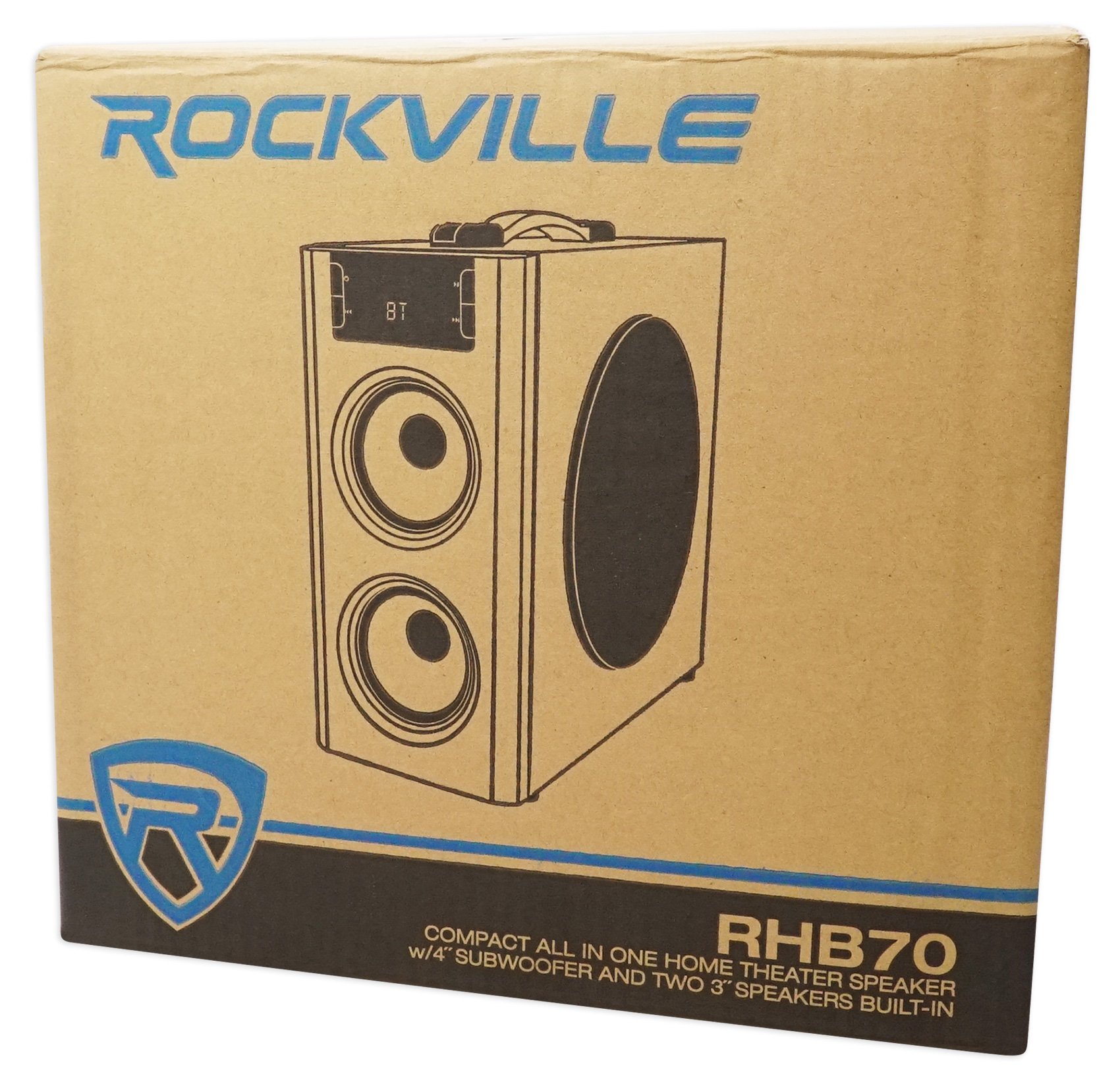 Rockville RHB70 Home Theater Compact Powered Speaker System w Bluetooth/USB/FM, Cherry Wood