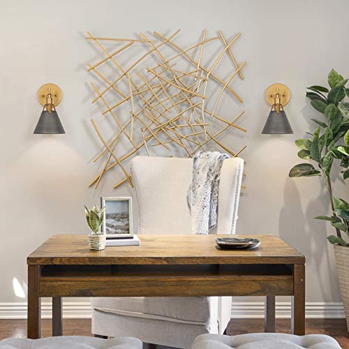 KSANA Gold Wall Sconces Lighting Fixture, Modern Vintage Wall Mounted Lamp 1-Light for Bedroom, Bathroom, Living Room, Antique Brass and Black Silver Finish