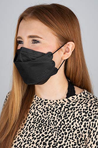 PURE-MSK Trifold Disposable Mask - Made in the USA - Light Weight Easy Breathing Material - Adult Size - 10 Pack - Black