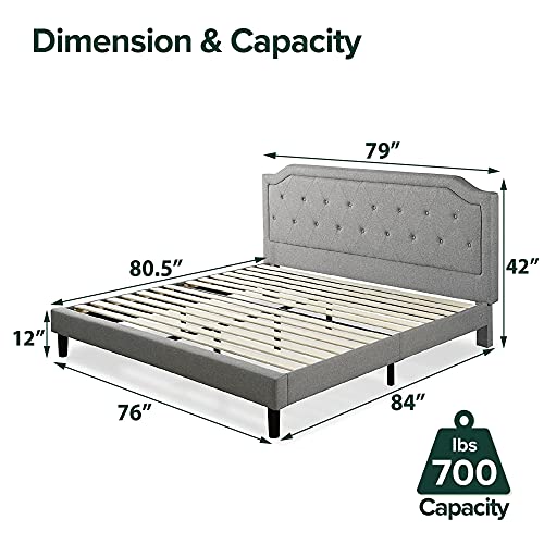 ZINUS Kellen Upholstered Scalloped Platform Bed Frame, Mattress Foundation, Wood Slat Support, No Box Spring Needed, Easy Assembly, King