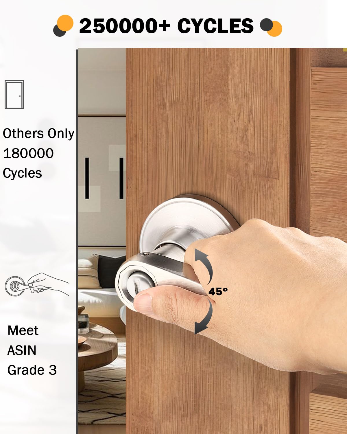 Gobrico 10 Pack Privacy Keyless Door Handles in Satin Nickel, Interior Bath and Bed Door Lever, Drop Style Heavy Duty Brushed Nickel Door Knobs