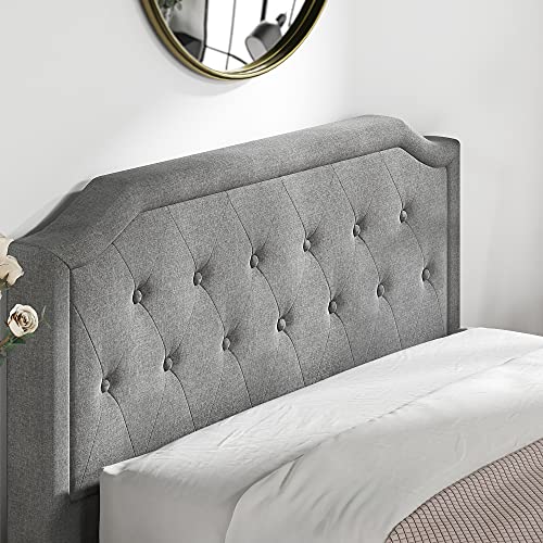 ZINUS Kellen Upholstered Scalloped Platform Bed Frame, Mattress Foundation, Wood Slat Support, No Box Spring Needed, Easy Assembly, King