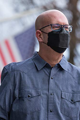 PURE-MSK Trifold Disposable Mask - Made in the USA - Light Weight Easy Breathing Material - Adult Size - 10 Pack - Black