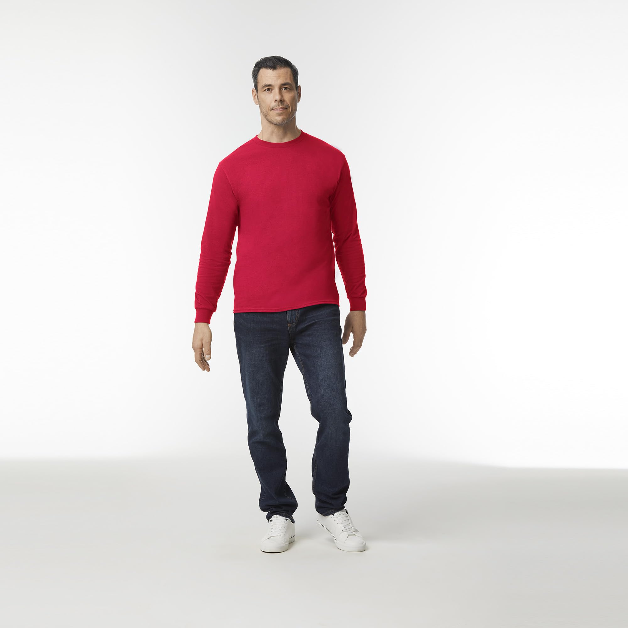 Gildan Men's Ultra Cotton Long Sleeve T-Shirt, Style G2400, Multipack, Red (2-Pack), Medium